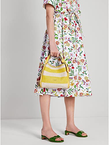 Kate Spade New York Knott Striped Straw Medium Crossbody Tote Morning Light Multi One Size