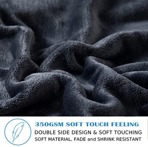 OBOEY Fleece Blanket 350GSM Bed Throw Blankets, Lightweight Microfiber Anti-Static Blanket- 50x60 inches Dark Grey