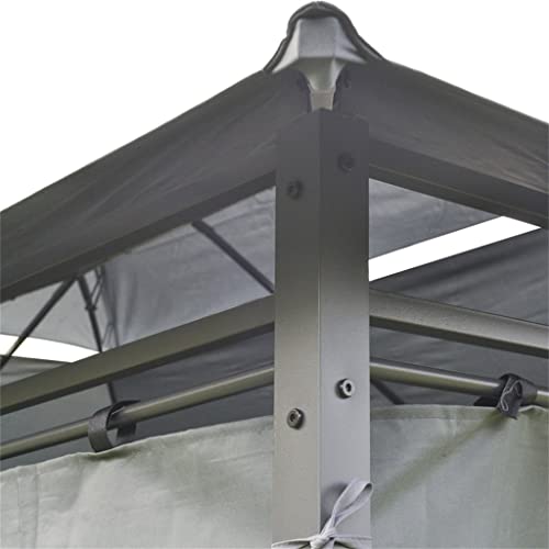 Generic 10' x 13' 2 Tier Steel Outdoor Garden Gazebo with Vented Soft Top and Removable Curtains