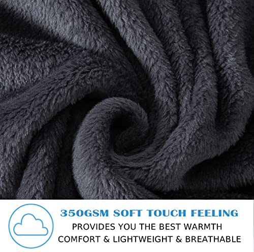 OBOEY Fleece Blanket 350GSM Bed Throw Blankets, Lightweight Microfiber Anti-Static Blanket- 50x60 inches Dark Grey