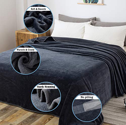 OBOEY Fleece Blanket 350GSM Bed Throw Blankets, Lightweight Microfiber Anti-Static Blanket- 50x60 inches Dark Grey