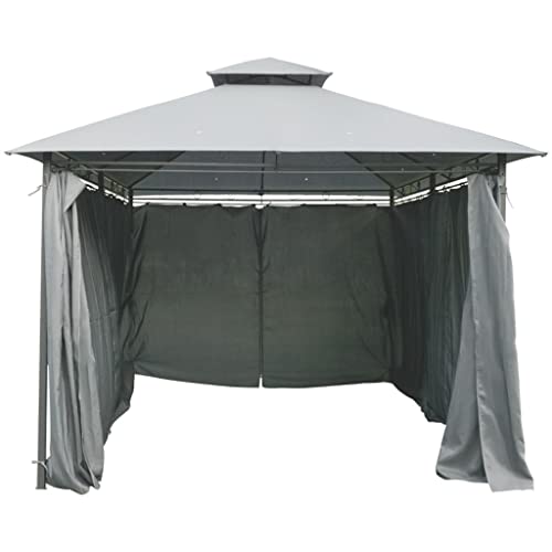 Generic 10' x 13' 2 Tier Steel Outdoor Garden Gazebo with Vented Soft Top and Removable Curtains