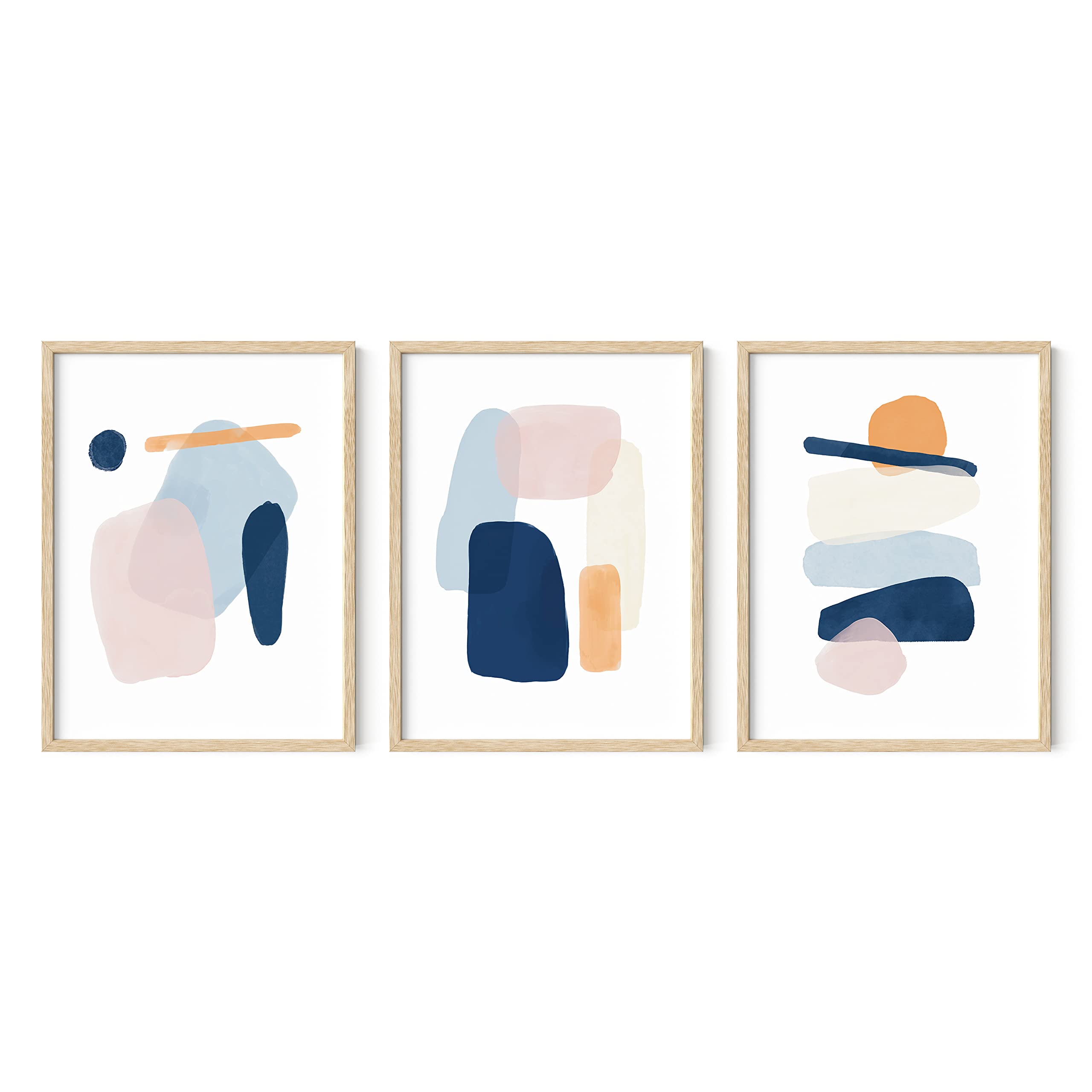 HAUS AND HUES Abstract Painting - Set of 3 Modern Abstract Wall Art, Boho Art Wall Decor, Abstract Artwork, Neutral Wall Art, Abstract Art, Minimalist Wall Art, Abstract Decor (Framed Black 12x16)
