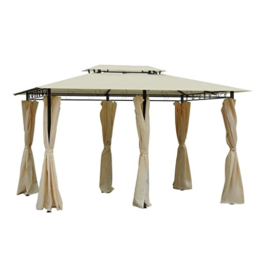 ADUH Outdoor 2-Tier Steel Frame Up Shade Gazebo Sun and Rain Protection Outdoor Garden Furniture