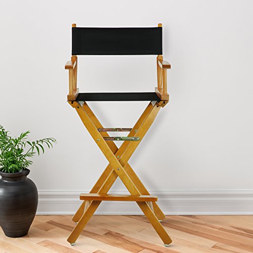 Casual Home 30" Director's Chair Honey Oak Frame-with Black Canvas, Bar Height
