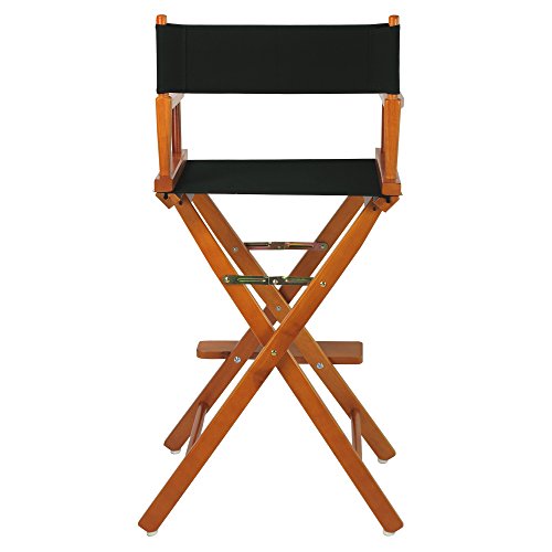 Casual Home 30" Director's Chair Honey Oak Frame-with Black Canvas, Bar Height
