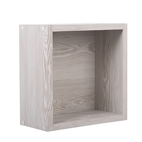 Kiera Grace Square Cubbi Rustic & Timeless Single Decorative Engineered Wood Floating Wall Shelf for Home, Room, & Office, 5.8" L W x 11.8" H, Weathered Grey (FN01520-4)