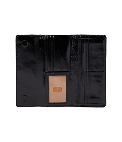 HOBO Jill Large Trifold Clutch For Women - Leather Construction With Mettalic Accent On Exterior, Gorgeous and Stunning Clutch Wallet Black One Size One Size