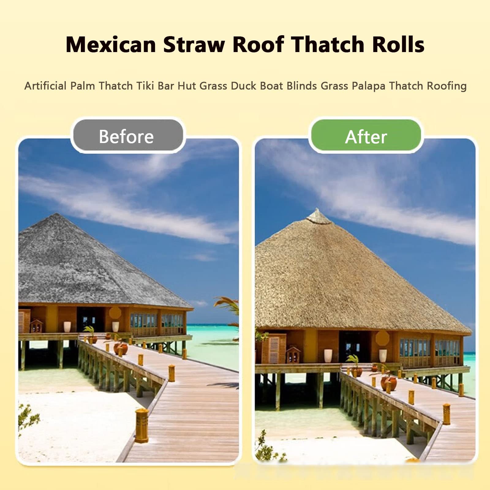 Mexican Straw Roof Thatch, Synthetic Thatch Roofing , Artificial Palm Thatch Rolls Duck Blind Grass Thatch Roofing for Tiki Bar Decorations, Palm Palapa Straw Thatch Roof for Fence Party ( Size : 39.4