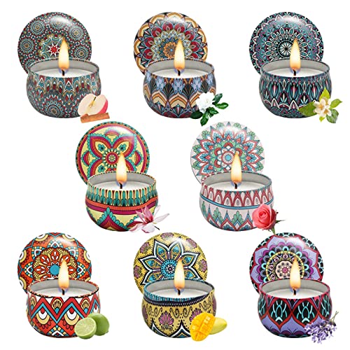 Weimingte 8 Pack Aromatherapy Candle Sets, Natural Soy Candle, 2.5oz, Stress Relief Candles for Home Scented, Home Decoration Candle for Valentine's Day, Holiday and Party, Christmas