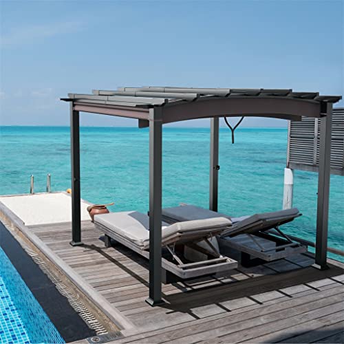 ZZBJ Patiojoy 10 X 10ft Patio Pergola Gazebo Sun Shade Shelter W/Retractable Canopy