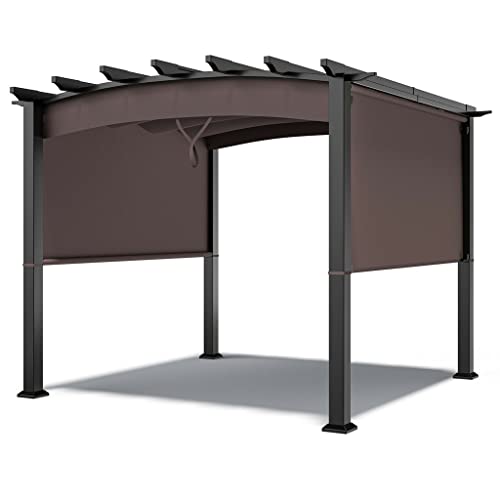 ZZBJ Patiojoy 10 X 10ft Patio Pergola Gazebo Sun Shade Shelter W/Retractable Canopy