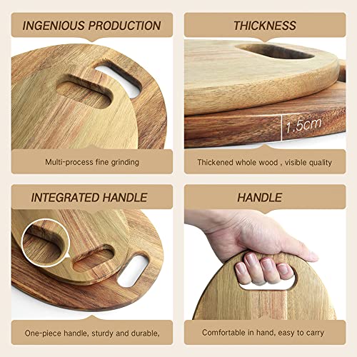 Wood Cutting Board, Cutting Boards for Kitchen, Wood boards for charcuterie, Acacia Wooden Kitchen Chopping Boards for Meat, Cheese, Small Cutting Board for Kitchen 14 x 10.2 Inch