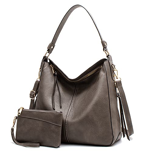 Womens Large Leather Hobo Handbag Ladies Fashion Tote Satchel Shoulder Crossbody Bags 2pcs Purses Set