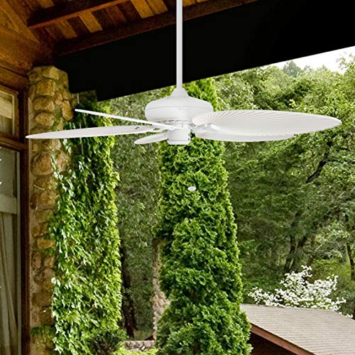 Honeywell Ceiling Fans Palm Island Tropical 52 Inch Ceiling Fan, Outdoor Ceiling Fan with Pull Chain, Tri-Mount 5 Palm Leaf Blade Design, ETL Wet Rated, White (50200-01)