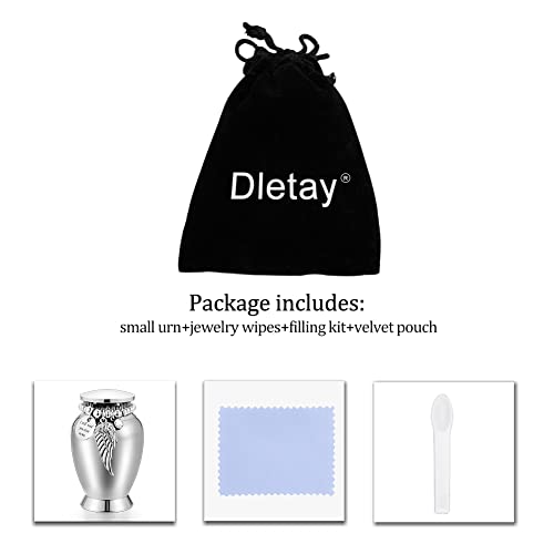 Small Urns for Human Ashes 2.95 Inch Small Keepsake Urns with Wing Charm Mini Cremation Urns for Ashes Stainless Steel Memorial Ashes Keepsake