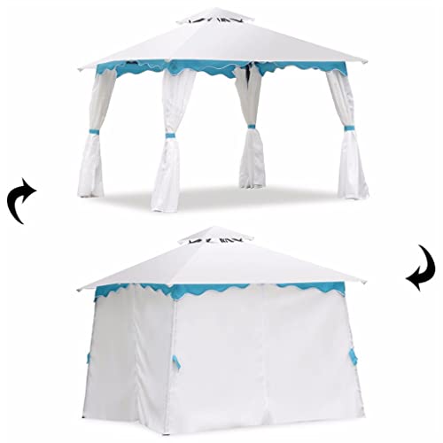 ADUH 2 Tier 10'x10' Patio Gazebo Canopy Tent Steel Frame Shelter Awning W/Side Walls Outdoor Furniture