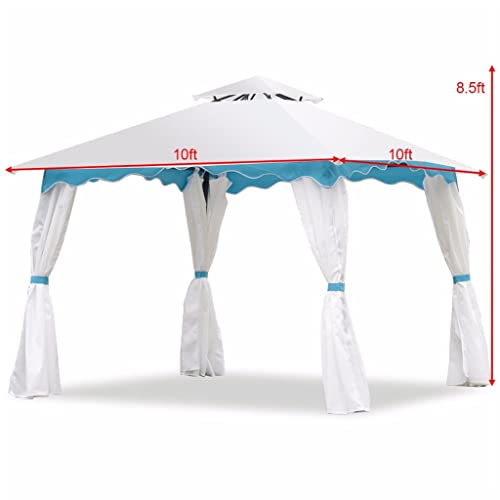 ADUH 2 Tier 10'x10' Patio Gazebo Canopy Tent Steel Frame Shelter Awning W/Side Walls Outdoor Furniture
