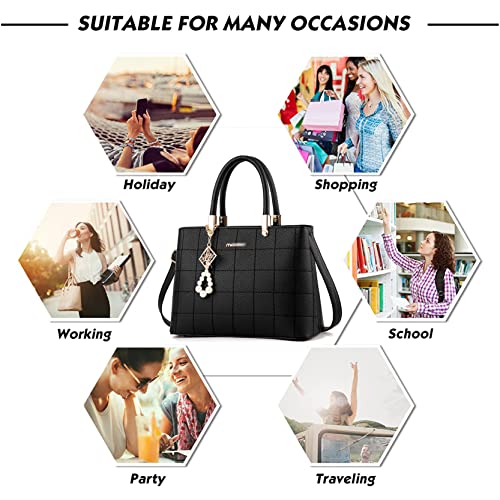 Tote Bags Soft PU Leather Purses and Handbags for Women Handle Bag Shoulder Satchel Bags with Multi-Pocket (Pink)