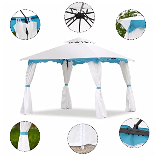 ADUH 2 Tier 10'x10' Patio Gazebo Canopy Tent Steel Frame Shelter Awning W/Side Walls Outdoor Furniture