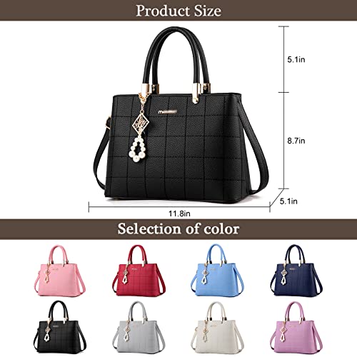 Tote Bags Soft PU Leather Purses and Handbags for Women Handle Bag Shoulder Satchel Bags with Multi-Pocket (Pink)