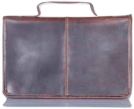 Leather Bible Cover Book Cover Planner Cover with Handle and Back Pocket