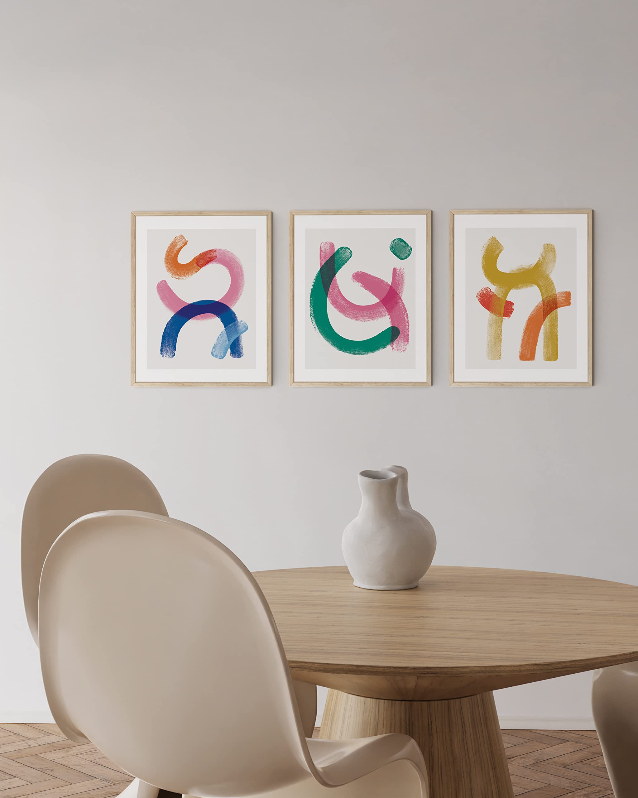 Haus and Hues Geometric Wall Art - 3 Piece Canvas Wall Art, Abstract Canvas Wall Art, Modern Art, Abstract Art, Modern Art Wall Decor, Minimalist Wall Decor, Contemporary Wall Art (Black Frame, 16X20)