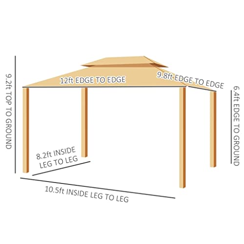 Generic 12' x 10' Hardtop Gazebo Steel Canopy Outdoor Pergola with Aluminum Frame and Netting for Patios, Gardens, Lawns