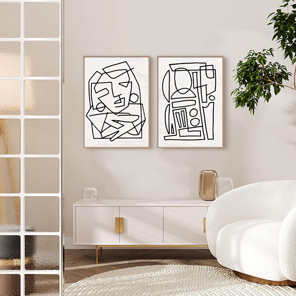 ArtbyHannah Framed Canvas Wall Art Set, Large Contemporary Abstract Wall Art, Framed Minimalist Wall Art for Modern Living Room bedroom office, 20"x28"x2