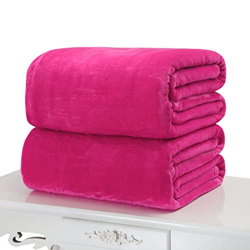 KOqwez33 Textured Soft Blanket, Warm and Lightweight Throw Blanket, Ultra Soft Warm Cozy Throw Blanket Rug Plush Fleece Bed Sofa Couch Pad Home - Red
