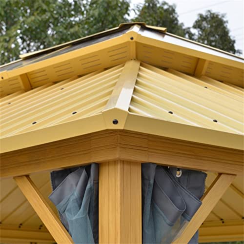 Generic 12' x 10' Hardtop Gazebo Steel Canopy Outdoor Pergola with Aluminum Frame and Netting for Patios, Gardens, Lawns
