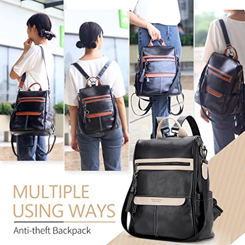 APHISON Fashion Backpack Purse for Women Anti-theft Large Adjustable and Removable Strap Multipurpose PU Leather Shoulder Bag Handbag Travel Backpack for Women