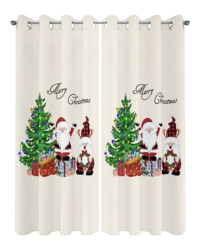 Outdoor Curtains for Patio 2 Panels Set Dwarf Under Christmas Tree with Snowflakes and Gifts Waterproof Privacy Outside Curtain Sun Blocking Grommet Drapes for Porch Gazebo Pergolas Balcony 52x95 Inch