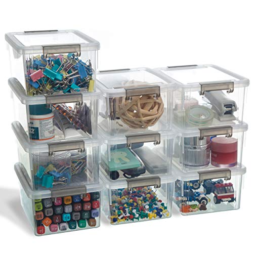 Citylife 20 Packs 0.18 QT Plastic Bead Organizers & 10 Packs 1.3 QT Small Storage Bins with Lids Stackable Box, Clear White