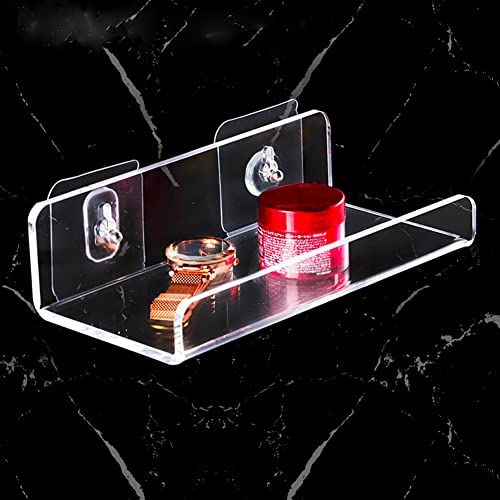 Teensery Clear Acrylic Floating Shelf Wall Mounted Display Shelf U-Shaped Storage Rack Organizer for Home, Bathroom, Kitchen, Living Room, Nail Salon, 7.87 x 3.94 Inch (1 Piece)