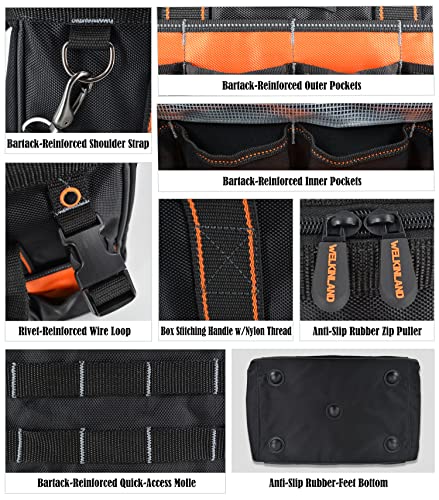 16" Tool Bags, 34-Pockets Tools bag, Heavy Duty tool bag, Open top tool bag, HVAC tool bag, Electrician tool bag, Tool bag organizer, Drill bag, Tool bags for electricians, Tool bags for construction