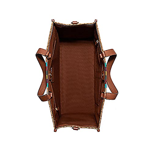 COACH Women's Dempsey Tote 40 In Signature Jacquard With Patch (Khaki - Redwood Multi)