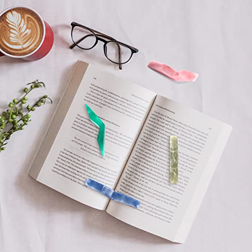 4pcs Book Page Holder, Thumb Bookmark Resin Page Holder Spreader Thumb Savers Book Accessories Gifts for Reading Lovers Bookworm Students Teachers (4 Colors)