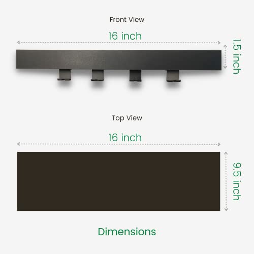 EKKLEKTIC 16 inch Tonal Accessory Floating Shelf Black - with 4 Brackets/Mounts/Clips pre-Installed