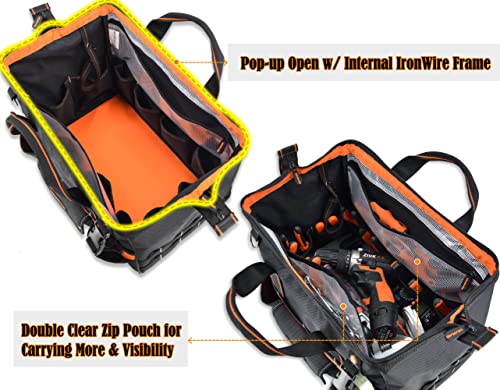 16" Tool Bags, 34-Pockets Tools bag, Heavy Duty tool bag, Open top tool bag, HVAC tool bag, Electrician tool bag, Tool bag organizer, Drill bag, Tool bags for electricians, Tool bags for construction