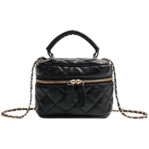 Dboar Women Mini Quilted Purses, Small Crossbody Black Shoulder bag, Trendy Clutch with Chain Strap Leather (Mini, Black)