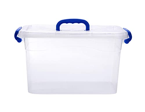 ZHENFAN 6.5 Quart Clear Storage Latch Box/Bin with Lids, 6.5 Liter Plastic Organize Bins with Handle, 4-Pack