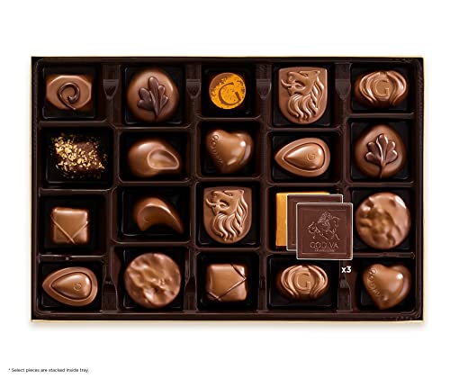 Godiva Chocolatier Milk Chocolate Valentine’s Gift Box with Red Ribbon – 22 Piece Assorted Milk Chocolate with Gourmet Fillings -Gift for Chocolate Lovers