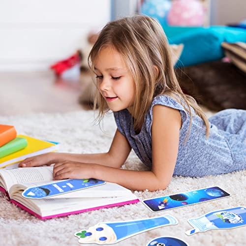 50 Pieces Scented Bookmarks Scratch and Sniff Bookmarks Double Sided Fruit Theme Kids Bookmarks and 10 Planet Styles Cute Bookmarks Assorted Educational Page Markers for Office School Students Reader