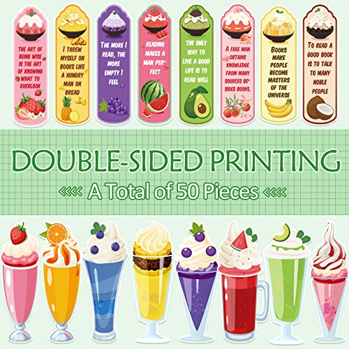 50 Pieces Scented Bookmarks Scratch and Sniff Bookmarks Double Sided Fruit Theme Kids Bookmarks and 10 Planet Styles Cute Bookmarks Assorted Educational Page Markers for Office School Students Reader