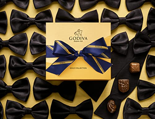 Godiva Chocolatier Assorted Chocolate Gold Gift Box, Striped Ribbon, Great Gift, Father's Day Gift, 36 pc