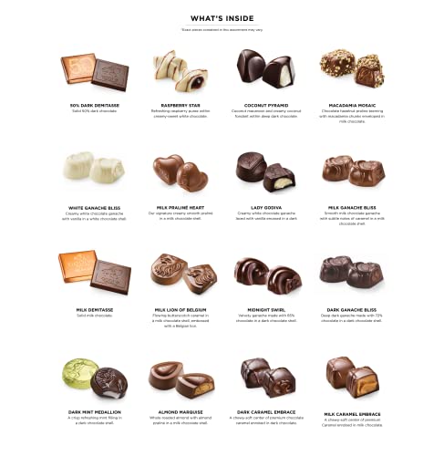 Godiva Chocolatier Assorted Chocolate Gold Gift Box, Striped Ribbon, Great Gift, Father's Day Gift, 36 pc