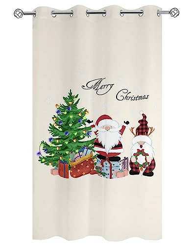 Outdoor Curtains for Patio 1 Panel Dwarf Under Christmas Tree with Snowflakes and Gifts Waterproof Privacy Outside Curtain Sun Blocking Grommet Drapes for Porch Gazebo Pergolas Balcony 52x84 Inch