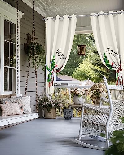 Outdoor Curtains for Patio 1 Panel Dwarf Under Christmas Tree with Snowflakes and Gifts Waterproof Privacy Outside Curtain Sun Blocking Grommet Drapes for Porch Gazebo Pergolas Balcony 52x84 Inch