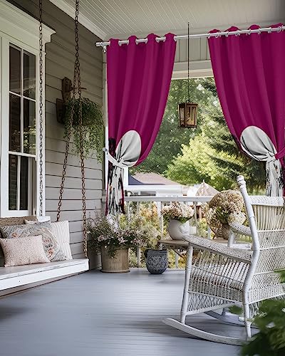 Outdoor Curtains for Patio 2 Panels Set Lovers Carriage and Eiffel Tower Under the Moon Waterproof Privacy Outside Curtain Sun Blocking Grommet Drapes for Porch Gazebo Pergolas Balcony 52x84 Inch